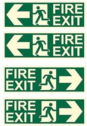 Being Safe Fire Exit Left/Right Arrow Night Glow Signboard On PVC ...