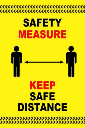 VAAIMAI Safety Measure Keep Safe Distance Sticker, 20X30 CM, Yellow ...