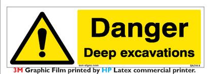 SUNSIGNS Sun-Signs - Danger Deep Excavations Signages, Size 600X200MM ...