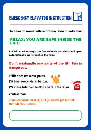 Ira Sign Elevator Safety Pro: Premium PVC Emergency Instructions ...