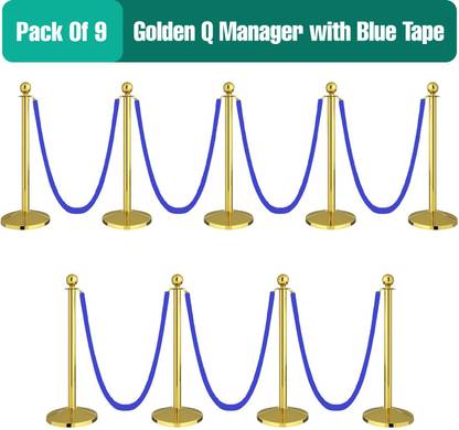 Ladwa Set of 9 Golden Finish Q Please (Q Manager) with Red Velvet Rope ...
