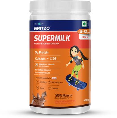 Gritzo SuperMilk Daily Nutrition (8-12y Girls),10g Protein, Double ...