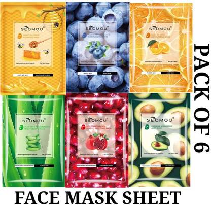 SEOMOU Moisturization & Nourishment FACE MASK PACK OF 6 (H,B,O,A,P,O ...