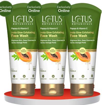 Lotus Botanicals Papaya & Vitamin E Insta Glow Exfoliating Facewash ...