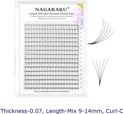 Nagaraku Sharp Narrow Stem Premade Fans Eyelash Extension 16 Lines 5D ...