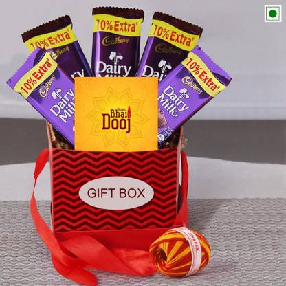 TIED RIBBONS Bhai Dooj Gift Hamper for Brother - Dairy Milk (3pc) and ...