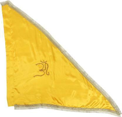 shrikavi Yellow Om Jhanda Religious flag Triangle Golden Border 110cm ...