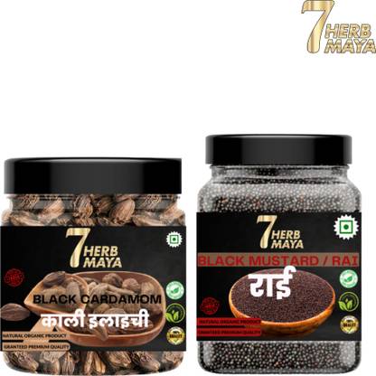 7Herbmaya Whole Kali Elaichi | Black Cardamom & Whole Rai | Kali Sarson ...