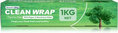 Cleanwrap 1 Kg Net 2-in-1 Aluminium Foil & Paper, Keeps Food Fresh ...