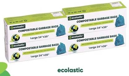 Ecolastic 100% Compostable & Eco-friendly Garbage bags- LARGE (24 x 30 ...