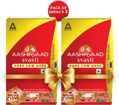 AASHIRVAAD Svasti (500ml x 2) Pure Cow Ghee Tetrapack Price in India ...