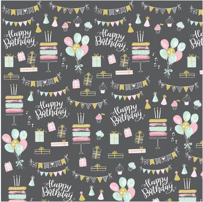 Paper Pep Black Birthday Print Gift Wrapping Paper 19"X29" Pack of 20 ...