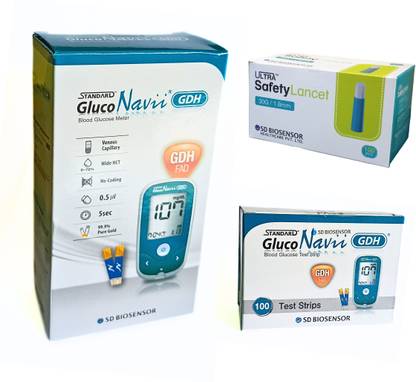 STANDARD Gluconavii GDH Glucometer with 100 Strips & 100 SD Biosensor ...