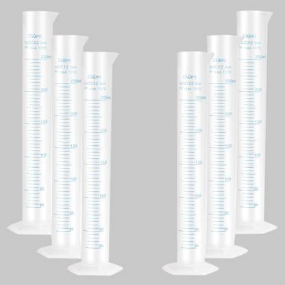 Z GLASS Measuring Cylinder_250 ml_pack of 6 Plastic Graduated Cylinder ...