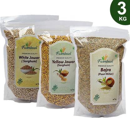Farmbean Millets Combo |Natural Grains | White Jowar 1Kg, Yellow Jowar ...
