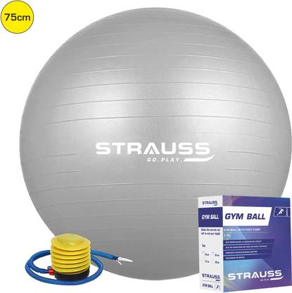 Strauss Anti Burst Gym Ball | Exercise Ball | Yoga Ball | Workout Ball , 75 Cm (Grey) Gym Ball ...