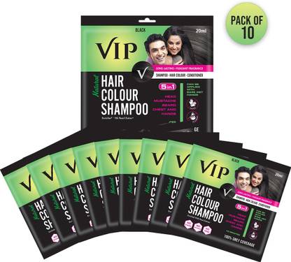 VIP Hair Colour Shampoo, 20ml (Pack of 10) , Black - Price in India ...