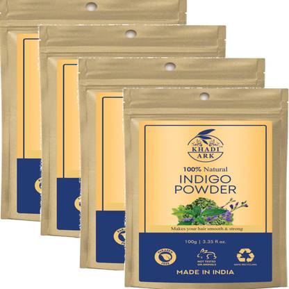 Khadi Ark Indigo Powder For Grey to Black Hair (Black Dye Free Mehndi ...