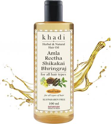 Satvayush Khadi Anti Dandruff Hair Oil - (Amla Reetha Shikakai Bhringraj) Herbal & Natural Hair ...
