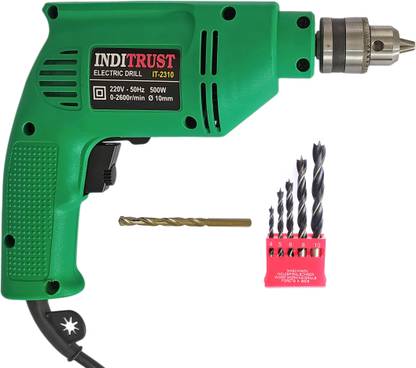 Inditrust 10mm Electric reversible drill machine with 5pc woodbit 1pc ...