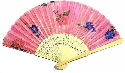 AuM Foldable Floral Print Pink Hand Fan Price in India - Buy AuM ...