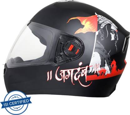 Steelbird SBA-1 Jagdamb Full Face Graphics Helmet, ISI Certified Helmet ...