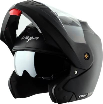 VEGA CRUX DUAL VISOR FLIP UP BLACK LARGE Motorbike Helmet - Buy VEGA CRUX DUAL VISOR FLIP UP ...