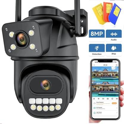 Bzrqx PTZ Ultra HD 360° CCTV Dual-Lens Camera with Night Vision and 4G ...