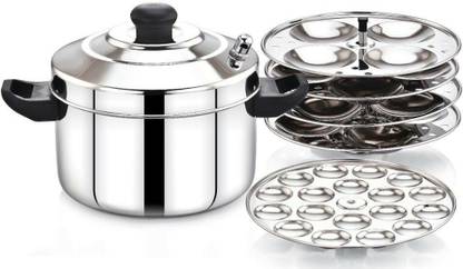 Twin Birds Stainless Steel Idli Cooker with 4 Idli Plates, Whistle and ...
