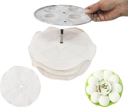 QZO Unbleached Pure Cotton Idli Cloth with Hole II Pack of 6 Pieces (10 ...