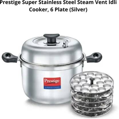 Prestige Super Stainless Steel Steam Vent Idli Cooker, 6 Plate (Silver ...