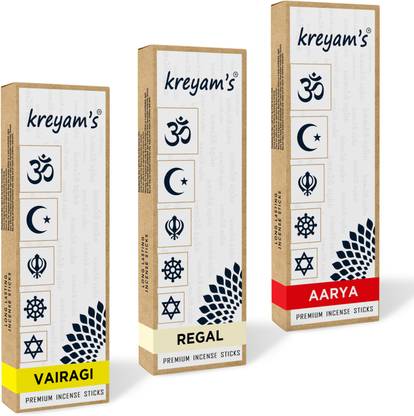Kreyam's Agarbatti Vairagi,Regal,Aarya Incense Sticks For Pooja Combo ...