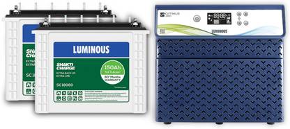 LUMINOUS Optimus 2800 Pure Sine Wave 2500VA/24V with 2 Units of SC ...