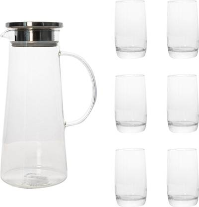 basicbelle Water Glass and Jug Set (Pack of 7 Pcs) 6 glass 290ml,1 Jug ...