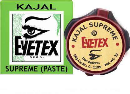 Eyetex Kajal Supreme Paste, (Pack of 10), Baby Safe, All Natural Kajal ...
