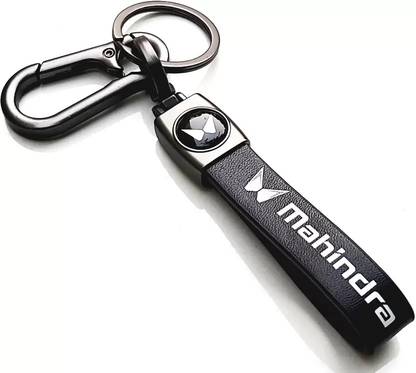 RSN Sales MAHINDRA Car Black Premium Leather KeyChain COMPATIBLE With ...