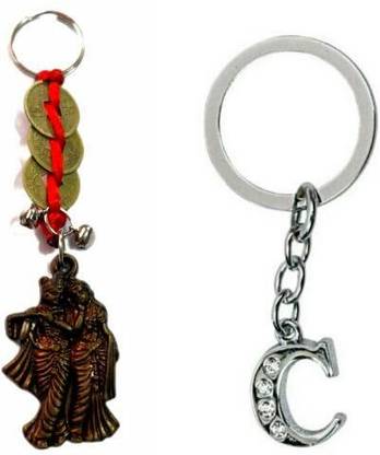 ROYALHUB Lord Radha Krishna and letter B Metal Keychain For Men Women ...