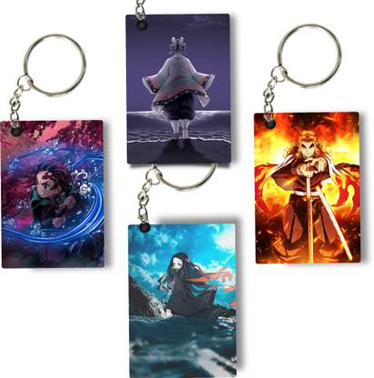 Replix Premium (Pack of 4) Demon Slayer Anime Printed Keychain For Bike ...