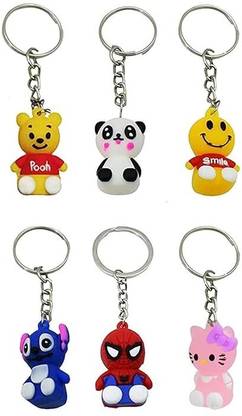 Newview 6 Pcs Cute Cartoon Theme Character Keyrings Key Chains For Kids ...