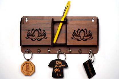 Nk Infrastructure Double Flower Key Holder Wood Key Holder Price in ...