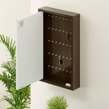 BLUEWUD Torene Wall Mount Key Holder, Cabinet for 40-Keys Wood Key ...