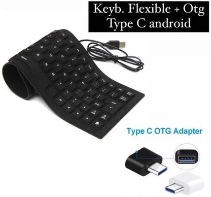 FKU TYPE C OTG Flexible Foldable Wired USB Laptop-size Laptop Keyboard ...