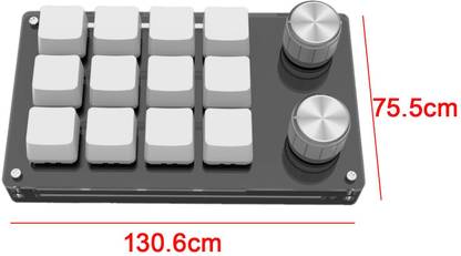 Lyla USB Mini 12-Key Mechanical Keyboard Programmable Keys No Drive Needed White Wired USB Multi ...