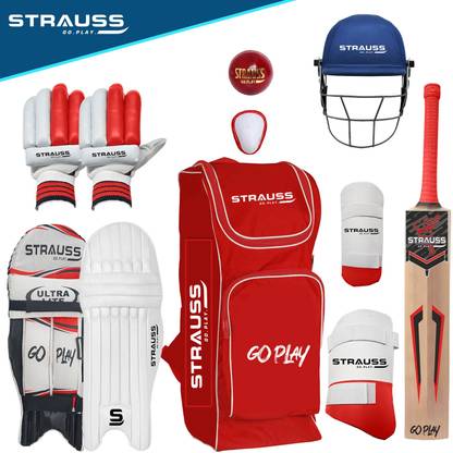 Strauss Cricket Kit | Full Size | Color: Red | Right Handed Complete ...