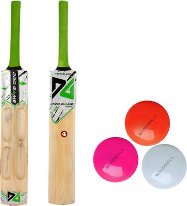 Pro Game Combo of Hulk Poplar Wood Tennis Bat with 1 Soft Rubber Wind ...