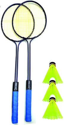 NSP Double Shaft Badminton Racket Set with Cover & 3 pcs Plastic ...