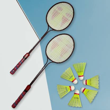 LIVOX Badminton Racquet Set Of 2 Piece With 6 Piece And Nylon Shuttle ...