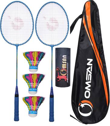 OMSAN 2 Pieces Aluminium Badminton Racket with 3 Pieces Feather ...