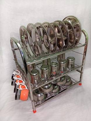 Kitchenify Utensil Kitchen Rack Steel Stainless Steel 3 Layer Untesil ...