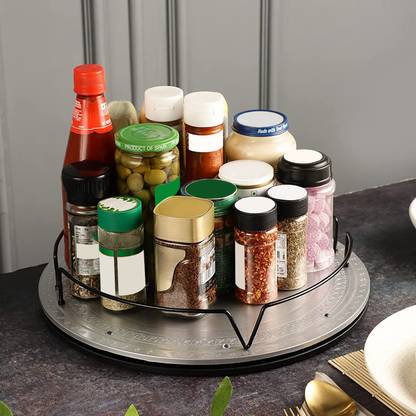 Xllent Containers Kitchen Rack Plastic, Steel Revolving Tray for Dining ...